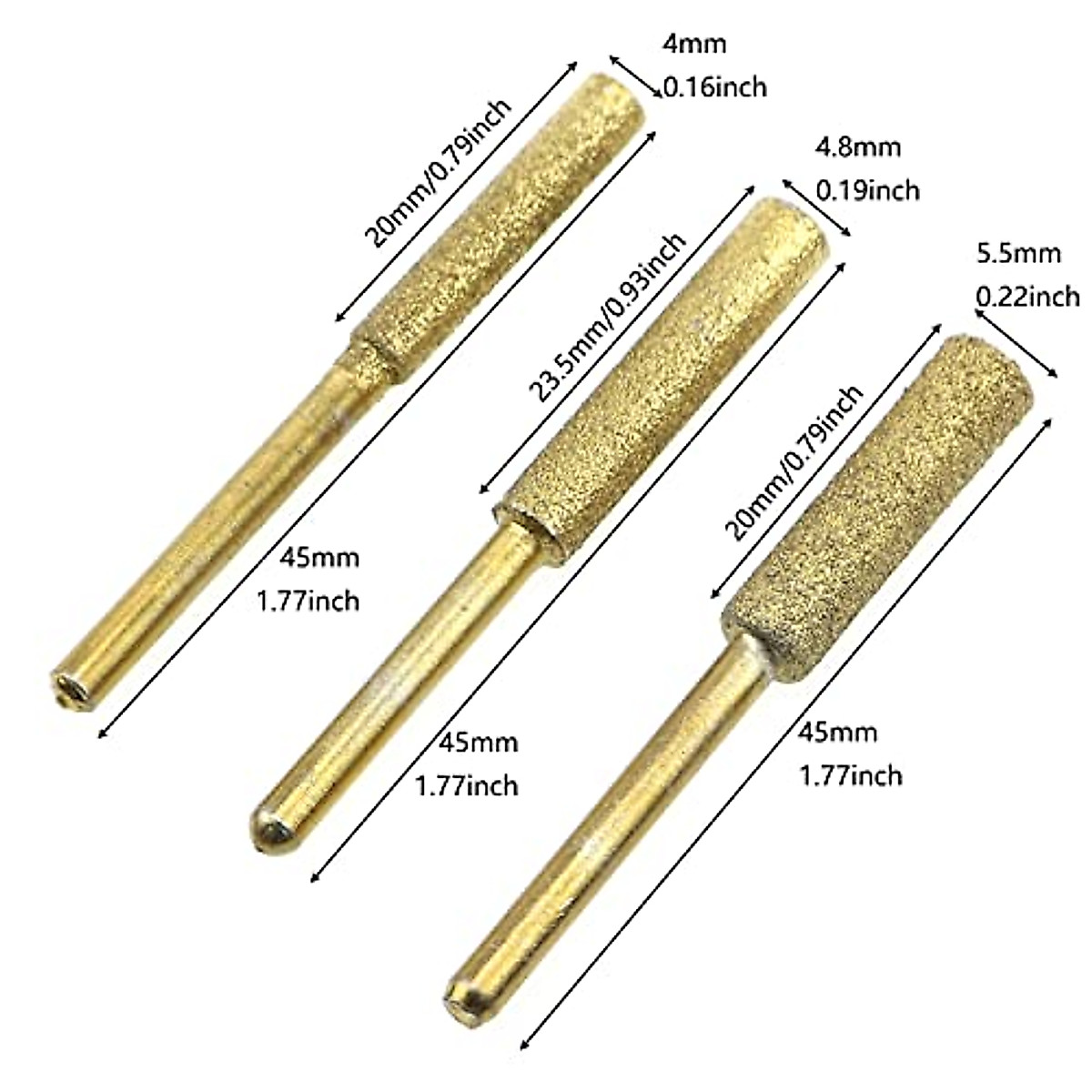 LUORNG Diamond Chainsaw Sharpener 6PCS 3Size Chain Saw Sharpening Wheel Carving Grinding Tools, Burr Grinding Stone File