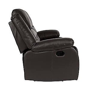 Lexicon Azrael Faux Leather Double Manual Reclining Loveseat, 62" W, Brown