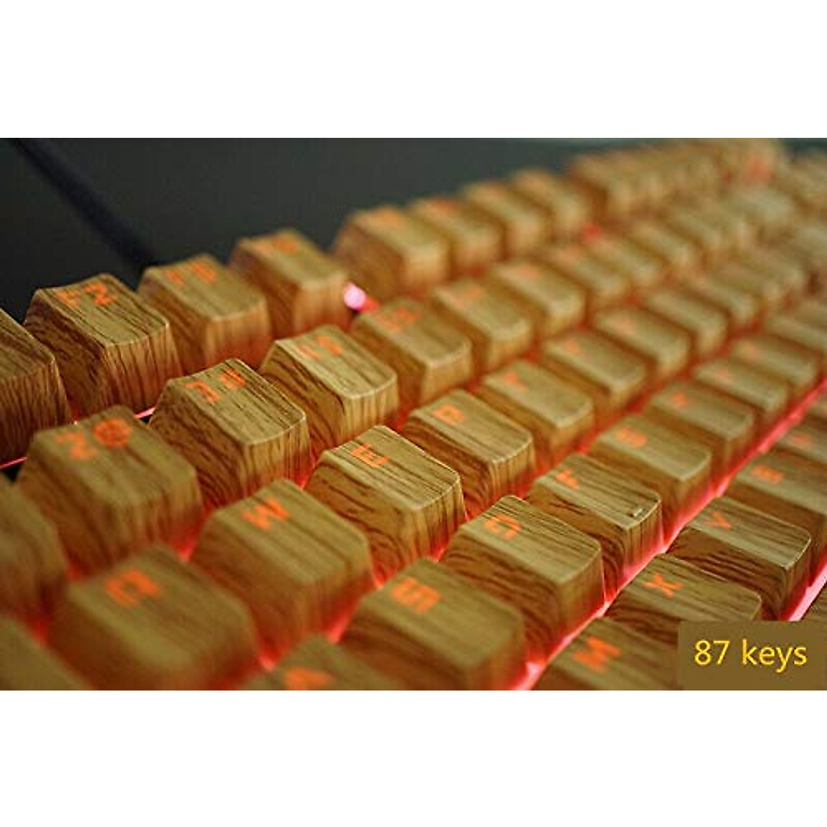 Rare 87 Keys Top Printed Doubleshot Backlit Keycap ANSI OEM Key Cap for Cherry MX Gaming Mechanical Keyboard (Yellow