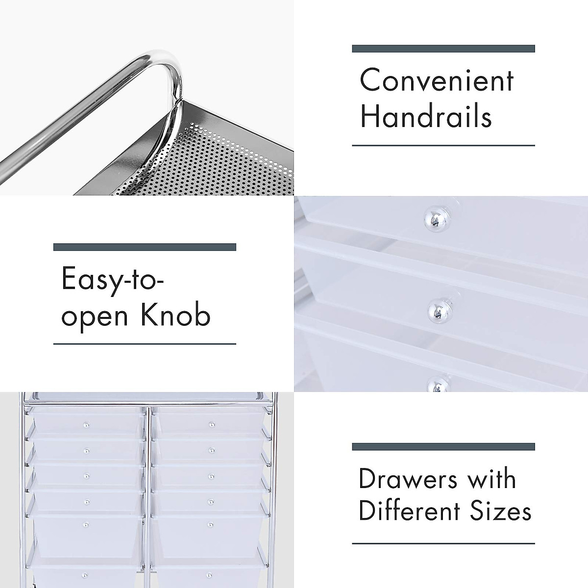 DORTALA 12 Drawer Rolling Storage Cart, Utility Cart with Wheels, Tools Scrapbook Paper Organizer, 2 Sizes of Drawers, Multipurpose Lightweight Cart for School, Office, Home, Beauty Salon, White