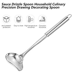 Angoily 2pcs Stainless Steel Sauce Drizzle Spoon Mint Sauce Ladle Sauce with Spout for Home Kitchen Restaurant Silver