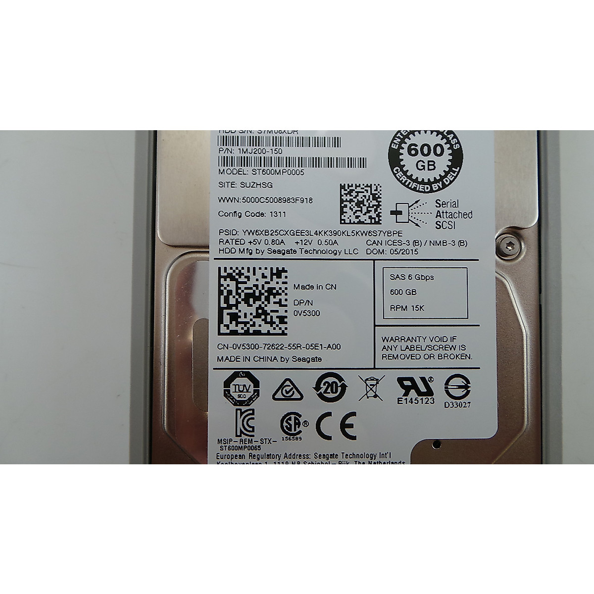 Dell 600GB 15K 2.5" SAS 6Gbs HDD (V5300)