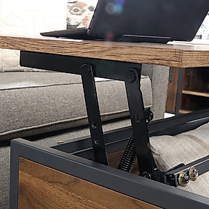 Sauder Nova Loft Coffee Table, L: 33.07" x W: 32.28" x H: 19.09", Grand Walnut Finish