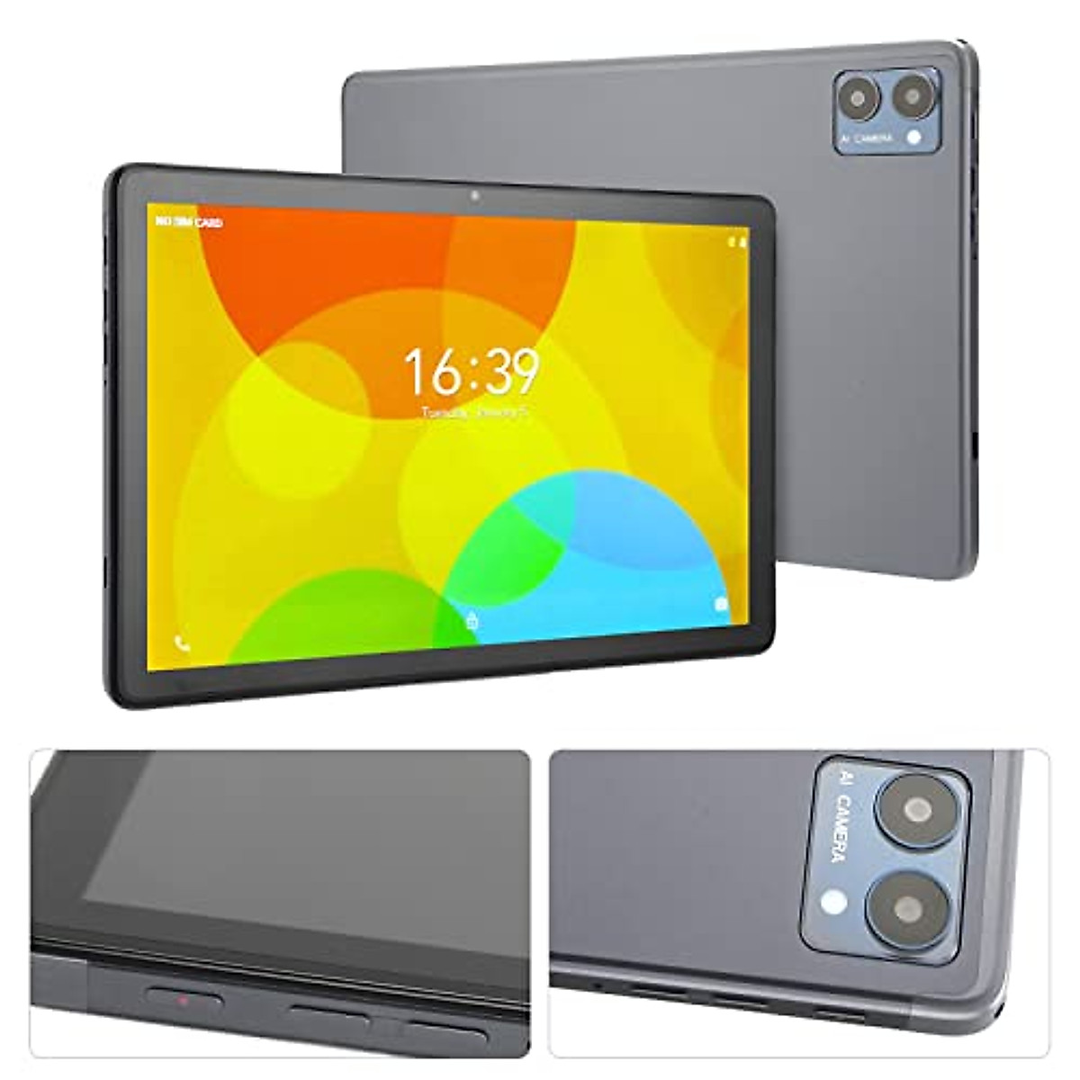Naroote 10.1 Inch Tablet, GPS Sensor 8GB RAM 128GB ROM Dual Cameras Tablet 2.4G 5G WiFi Octa Core for Entertainment (Grey)