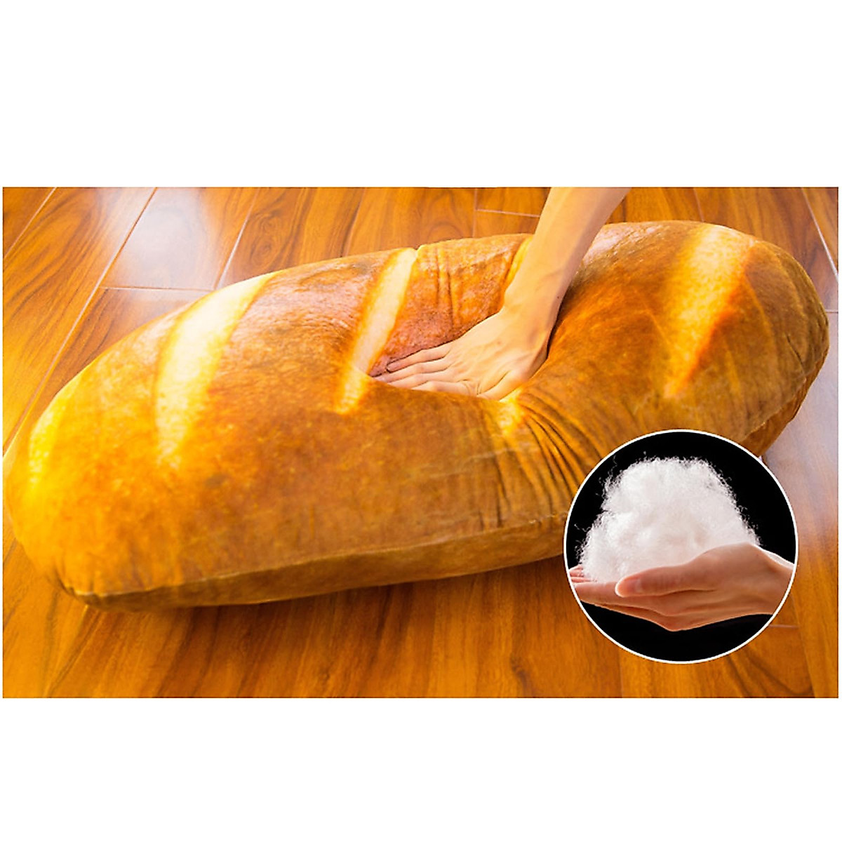Levenkeness 3D Simulation Bread Shape Plush Pillow,Soft Butter Toast Bread Food Cushion Stuffed Toy for Home Decor 31.4"