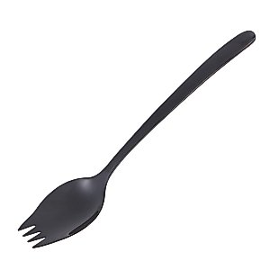 DOITOOL 304 Stainless Steel Sporks Salad Spork Spoon Heavy Duty Spoon Fork for Fruit Dessert Salad Noodle Kitchen Dinnerware (Black)