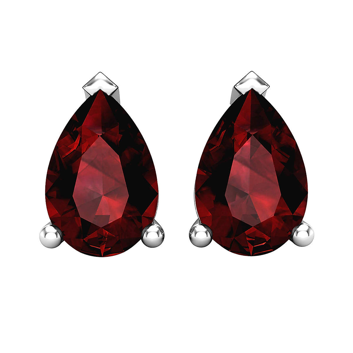 Dazzlingrock Collection 6x4mm Each Pear Cut Garnet Ladies Solitaire Teardrop Stud Earrings, Sterling Silver