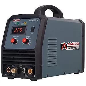 AmicoPower Amico TIG-225HF, 225-Amp HF-TIG Arc Stick Combo Welder, 100 Start, 80 Duty Cycle, 100-250V Wide Voltage Welding, Full Size, Grey
