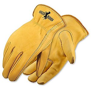 Galeton Rough Rider Premium Leather Driver Gloves With Elastic Back Gold, Large (25001PR-L)
