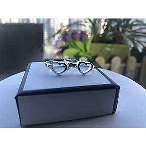 YUOTO Matching Friendship Rings for 2 Best Friends,Engraved Heart Ring for Women Personalized,Cute Pinky BFF Rings for 2 Teen Girls Sterling Silver,Promise Rings for Besties Forever