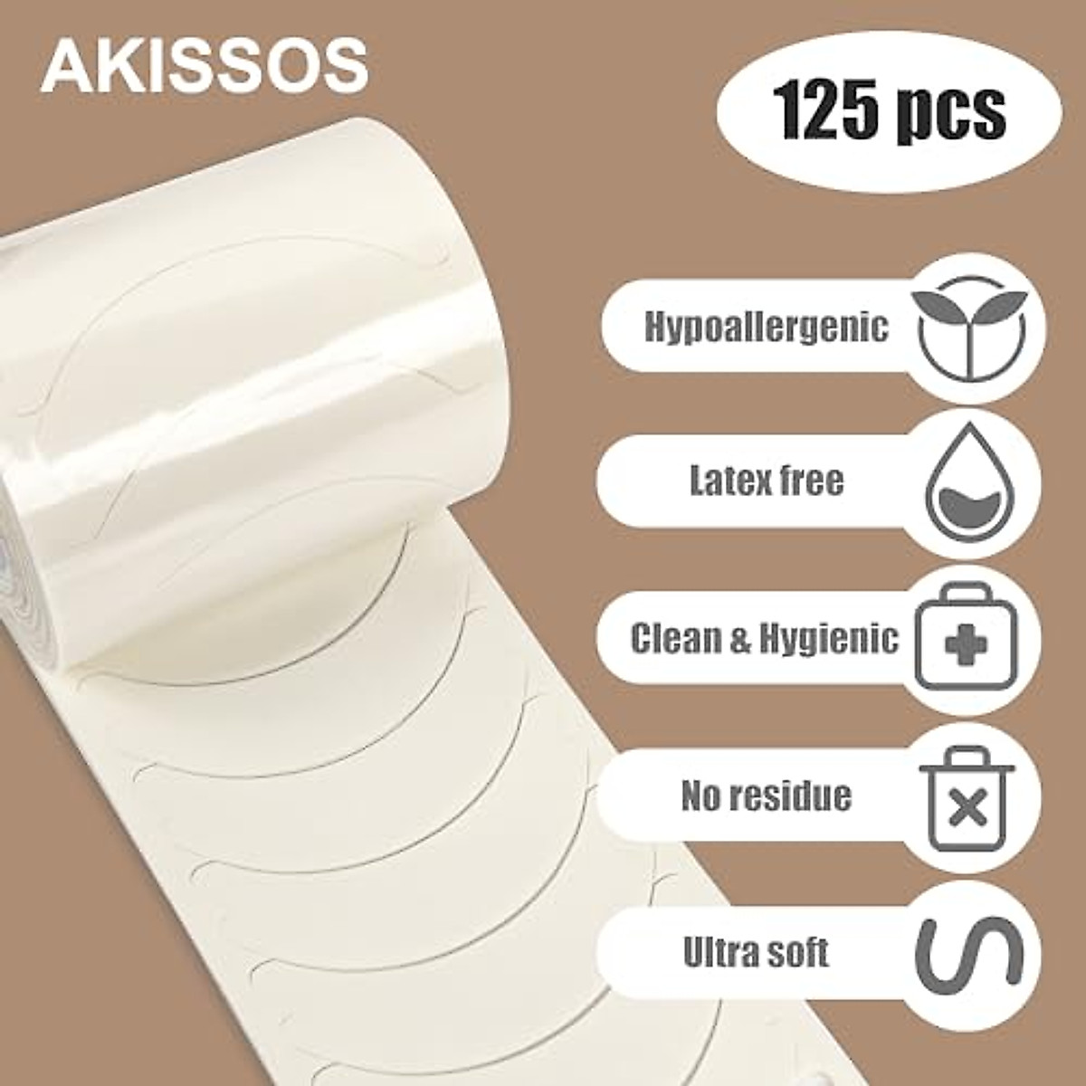 Lash Foam Pads - Akissos Gen II 250 Pcs Eyelash Foam Tape Under Eye Pads for Eyelash Extensions Lift Professional Beauty Salon Supplies Super Soft No Slip Hypoallergenic Gel Free - 2 Rolls