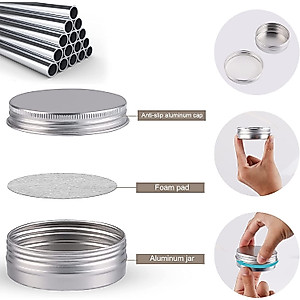 OBKJJ 102 Pack Round Cans with Screw Lid 1 Oz Aluminum Metal Tins DIY Food Candle Containers for Lotion Bars, Balms, Salve, Spices, Beard Balm, Crafts with 4 Markers 5 Sheets Label Stickers (Silver)