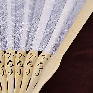 FOMIYES Hand held Fan Handheld Fans Chinese Fan Hand Fans for Women Vintage Fan Retro Chinese Style Fan Bamboo Wood Hand Fan Retro Dance Fan Folding Fan lace Fan Wedding White Cooler Miss