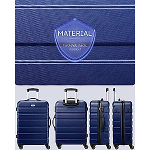 Luggage 3 Piece Sets Hard Shell Luggage Set Spinner Wheels, TSA Lock, 20 24 28 inch Travel Suitcase Sets, Dark Blue
