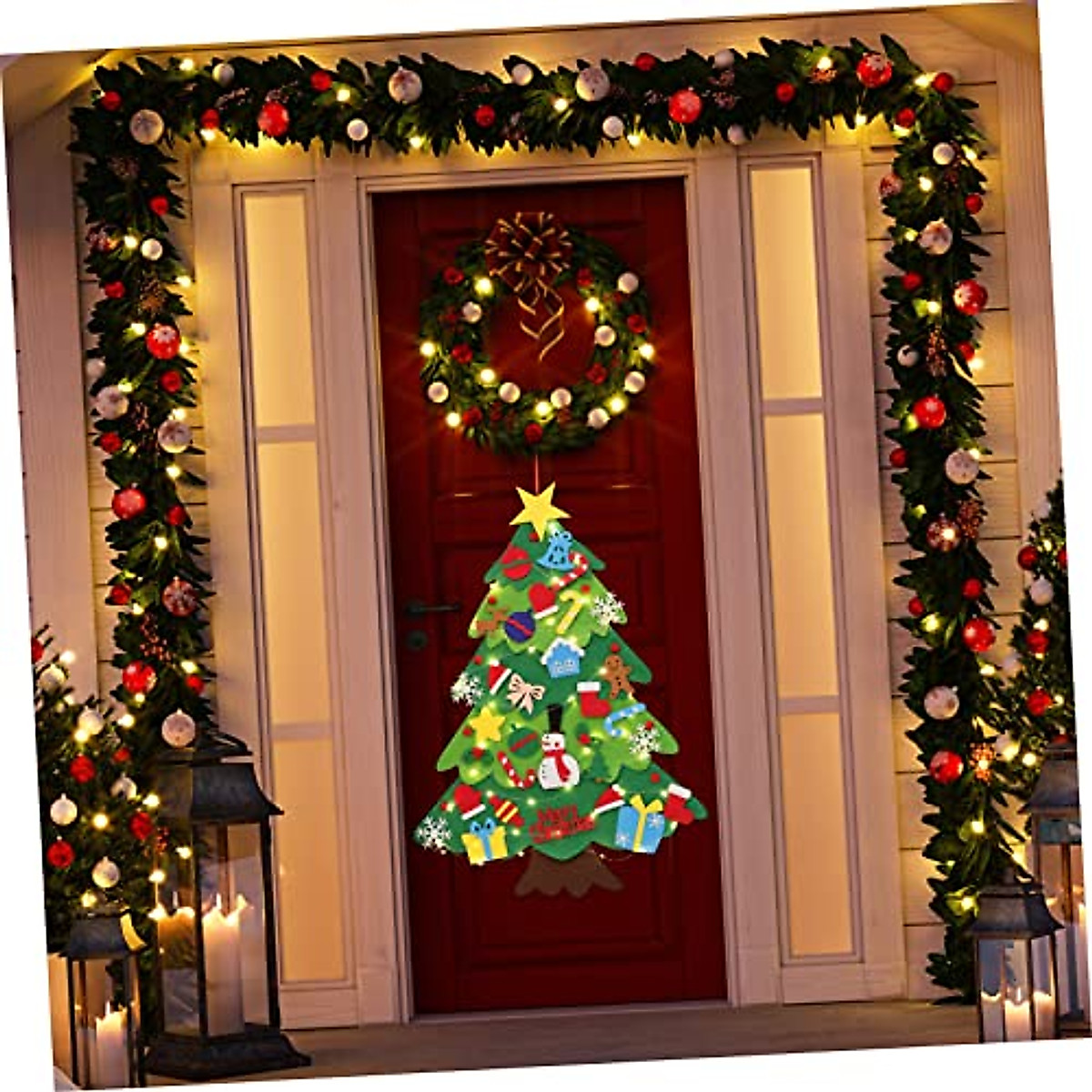 Felt Christmas Tree Nativity Decorations Kids DIY Felt Tree Xmas Tree Ornaments Felt Xmas Tree Table Christmas Tree Xmas Tree Figurines Hand Decor Wooden do it Yourself 3D