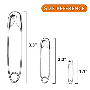 50PCS-3.3In Safety Pins,Stainless Steel Safety Pins,Safety Pins Bulk Metal Silver Sewing Pins Clothing Clips Tool 75mm Decorative Safety pins (3.3" 50)