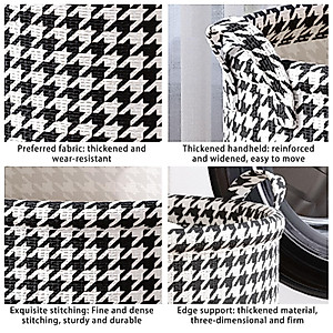 Laundry Basket with Handles,Blanket Basket Storage with Houndstooth,Foldable Fabric Bedroom Hamper,Dirty Clothes Hamper for Living Room,Baby Room (A)