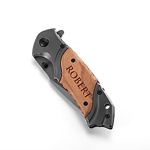 Krezy Case Engraved Pocket Knife Set of 4, Groomsmen Knife, Customized Pocket Knife, Personalized Knife With Wood Handle And Box,Hunting Knife for Boyfriend Groomsmen Dad