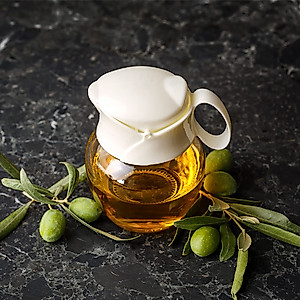 Crystalia Creamer Pitcher with Handle and Lid, Small Glass Body and BPA-Free Plastic Lid, Mullti Purpose Pourer, 7 Ounces