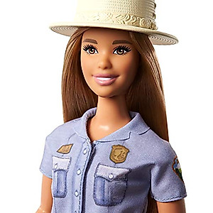Barbie 12-in Blonde Curvy Park Ranger Doll with Ranger Outfit Including Denim Shirt, Green Khaki Shorts, Brown Belt, Brown Boots & Straw Hat; for Ages 3 Years Old & Up