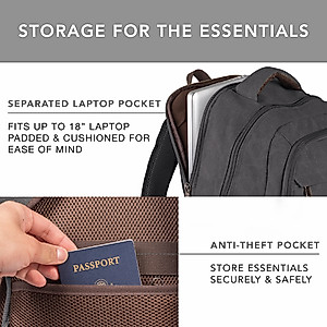 Ama Dablam Canvas Laptop Backpack for School Work & Travel (CarryOn), Cotton w/ 17in Sleeve | Waterproof | Durable (XL, 30 Liter) Lone Pine