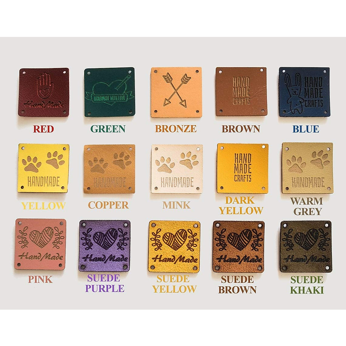 Knitting Beret Labels, Handmade Item Tags, Custom Suede Leather Tag With Rivets, Personalized long skinny Tags, Crochet Beanie Leather Label