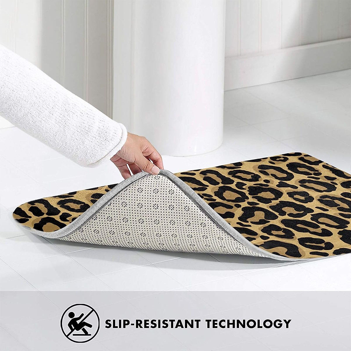 Jbofyee Brown Leopard Texture Area Rug Non-Slip Soft Microfiber Washable Inside Floor Mats Throw Rugs Carpet for Living Room Bedroom Office Dorm Home Decor, 36x24 Mat