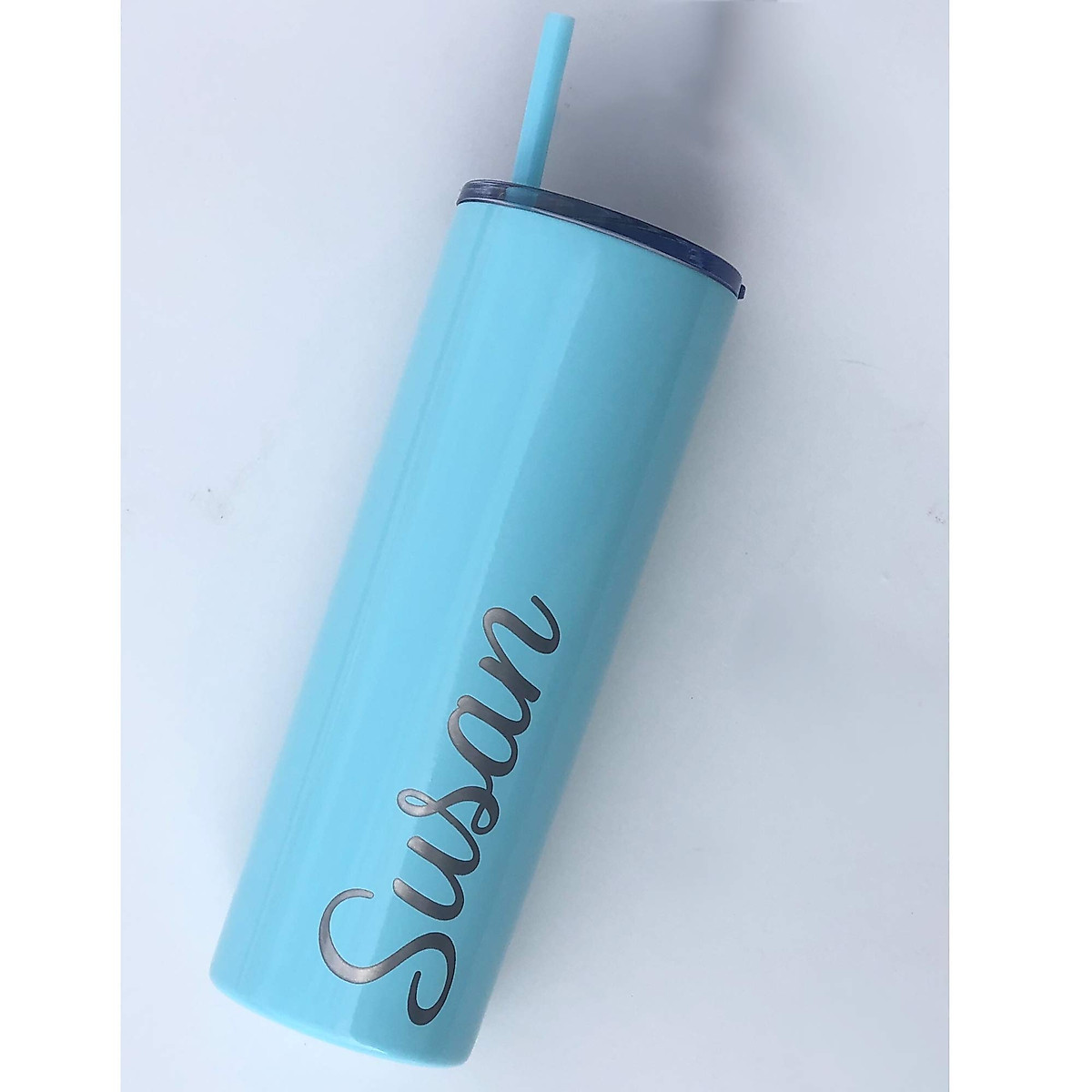 Birsppy 20oz Stainless Steel Skinny Tumbler- Laser Engraved- Personalized Tumbler- Straw and Lid Included- Vacuum Insulated- Teacher Gift- Mother's Day- Bride Gift- Handheld Tumbler- Girls Trip