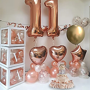Rose Gold and White Balloons, 60pcs Rose Gold Confetti Balloons White Balloons for Baby Shower, Birthday Party Decoration
