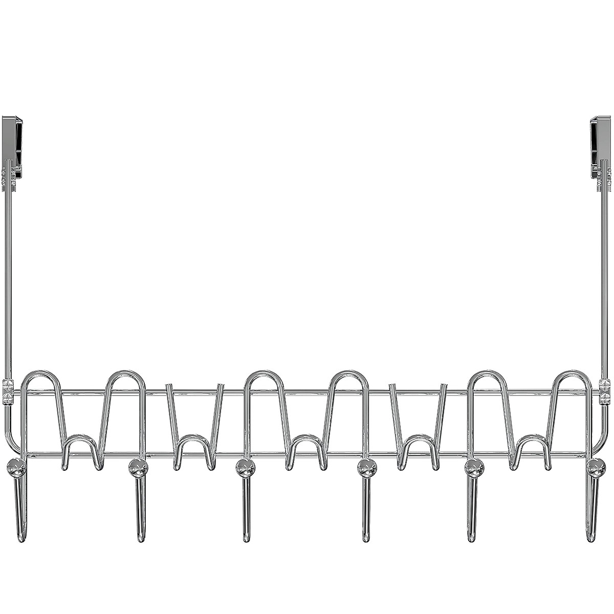 DecoBros Supreme Over The Door 11 Hook Organizer Rack, Chrome Finish