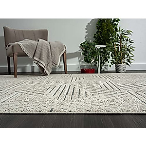 Abani Contemporary Cream & Grey Geometric Area Rug - 7'9" x 10'2" (8x10) Non-Shed Rugs Modern Triangle Pattern Living Room Carpet