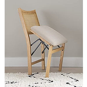 Powell Kasi Beige Rattan Cane Folding Foldable Dining Side Chair, Natural