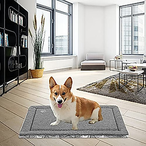 EMPSIGN Crate Dog Bed Mat - Crate Pad Reversible (Cool & Warm), Machine Washable Dog Crate Mat, Pet Sleeping Mat Kennel Bed Pad for Crate for Small to XXX-Large Dogs, Grey, Star Pattern