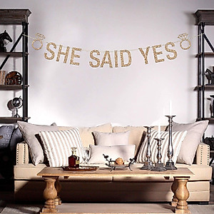 She Said Yes Banner, He Put a Ring on It, Glittery from Miss to Mrs Just Engaged Bride to Be Party Hanging Supplies