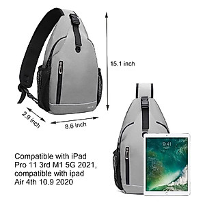 MOSISO Sling Backpack,Multipurpose Travel Hiking Daypack Rope Crossbody Shoulder Bag with Front Buckle Pouch&Reflective Strip, Black