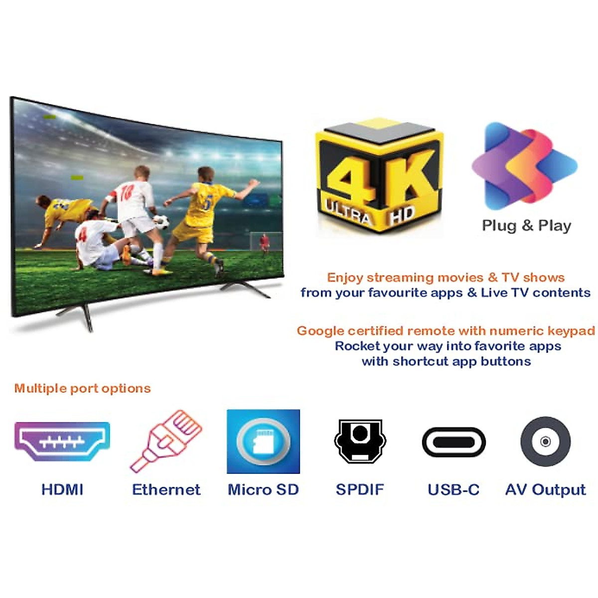 Android TV Box by Translite Global TL-4KBR, 4K UHD Google Certified, Netflix, Prime Video pre-Loaded, Android 11 OS, Amlogic S905X4 with Google Assistant, BT 5.0 & Dual-Band Wi-Fi 2.4G 5G