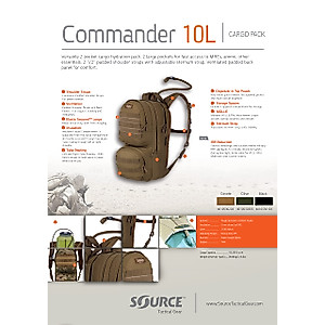 Source Tactical Commander 10L Hydration Pack with 3L WLPS Low Profile Hydration Bladder - Storm High-Flow Push-Pull Drinking Valve - MOLLE Webbing for Equipment Attachment