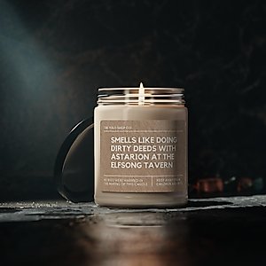 Smells Like Doing Dirty Deeds with Astarion at The Elfsong Tavern Scented Soy Candle Baldurs Gate III Merch Gamer Candle, 9oz Candle
