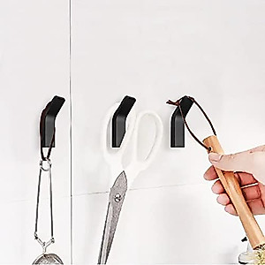 Potaosey 10PC Coat Hooks, Adhesive Wall Hooks.Small Exquisite Black Hooks Single Towel Hook Clothes Hook Wall Mounted Modern Heavy Duty for Bedroom Living Room Bathroom Fitting Room Office