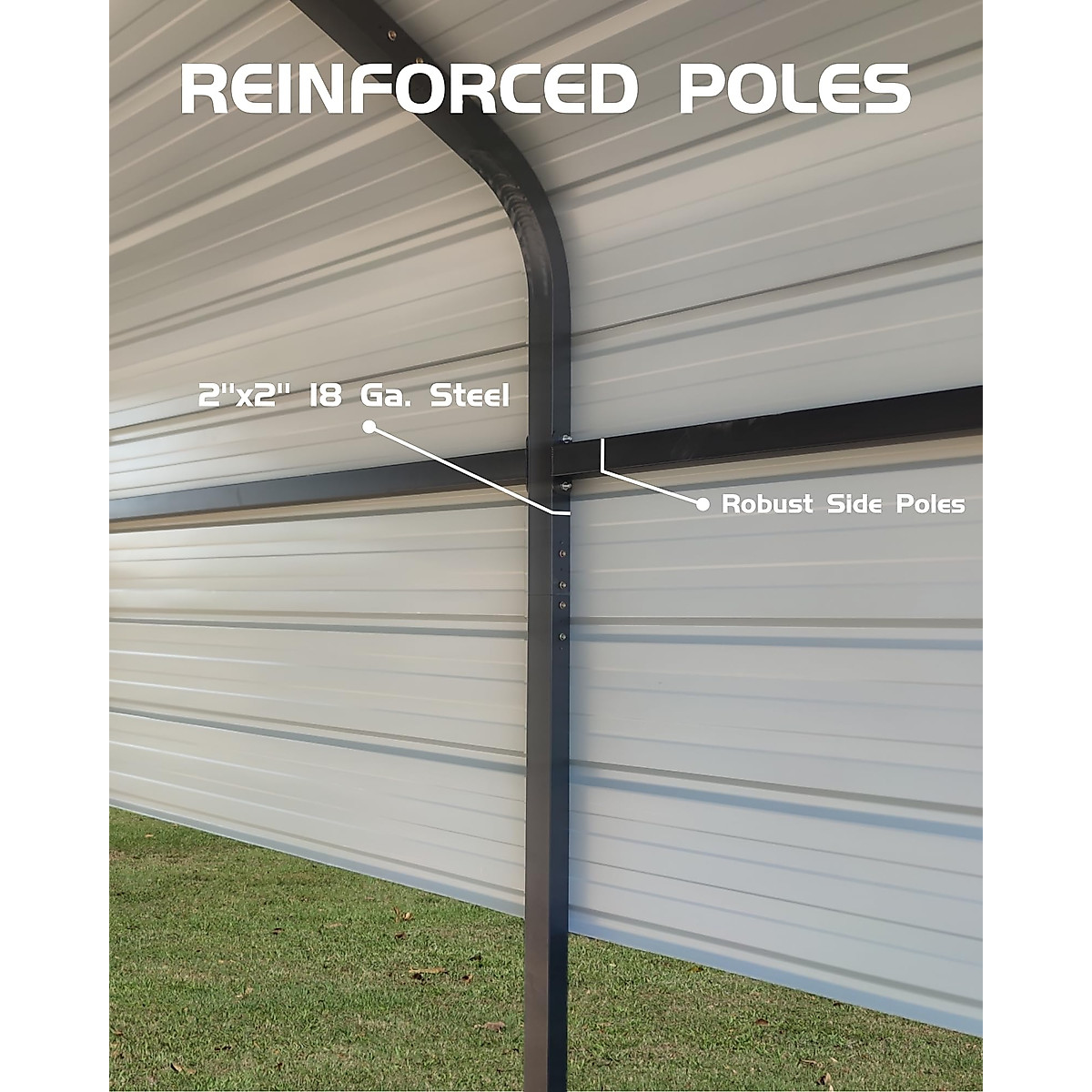 GAOMON 13' x 21' x 10' Metal Carport, with Heavy Duty Galvanized Steel Roof and Reinforced All-Metal Frame, Permanent Shelter for Agricultural Machinery, Carport for Cars, Boats, Trucks, and Tractors