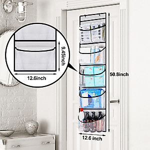 Hanging Shelves Over the Door Organizer Storage for Closet with 5 Mesh Pockets Organizers, Days of the Week Clothes Organizer for Bathroom Bedroom, 2 Pack