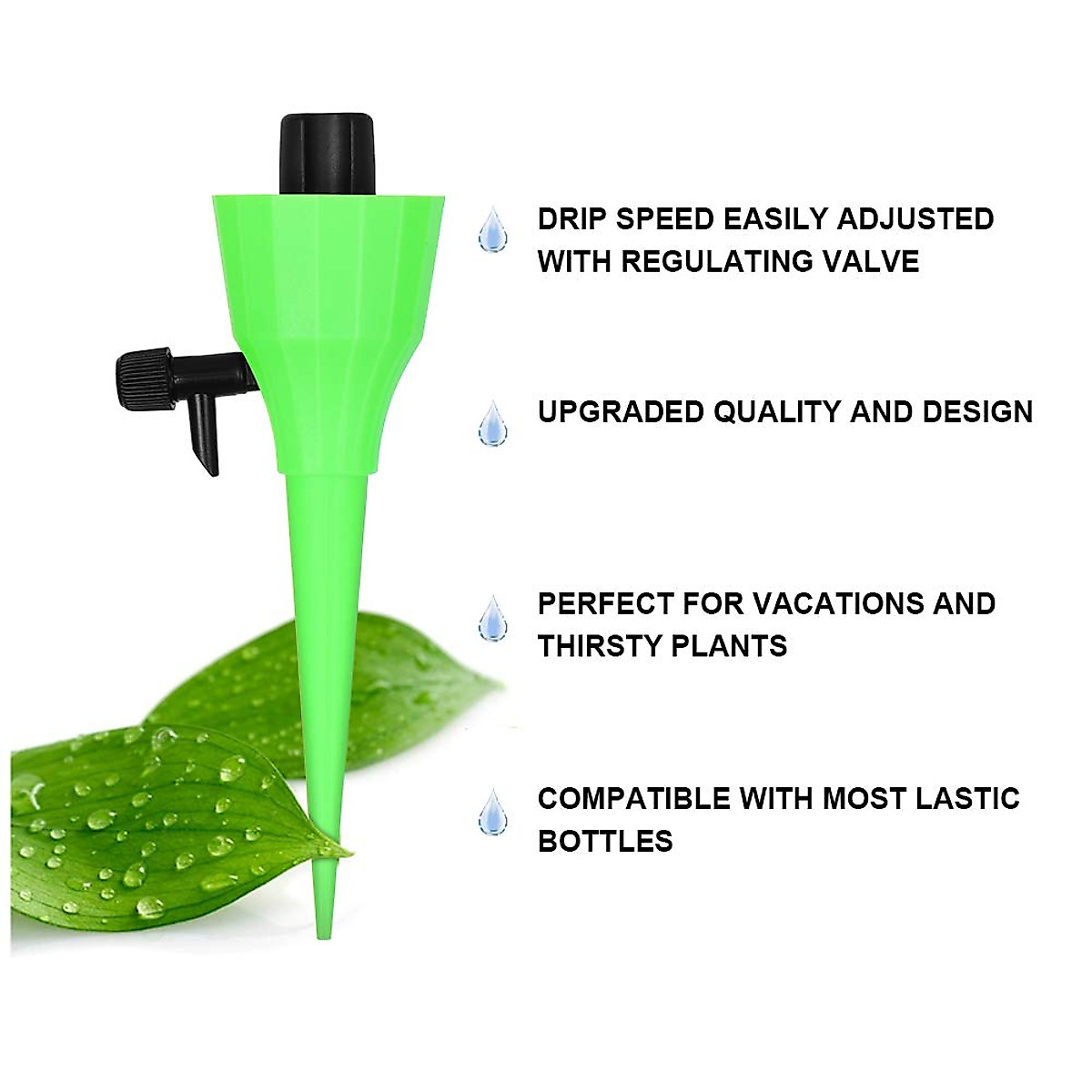 Emoly Upgraded 12 Pack Self Plant Watering Spikes with Adjustable Water Flow, Plant Waterer for Indoor Outdoor, Automatic Watering Spikes for Potted Plants