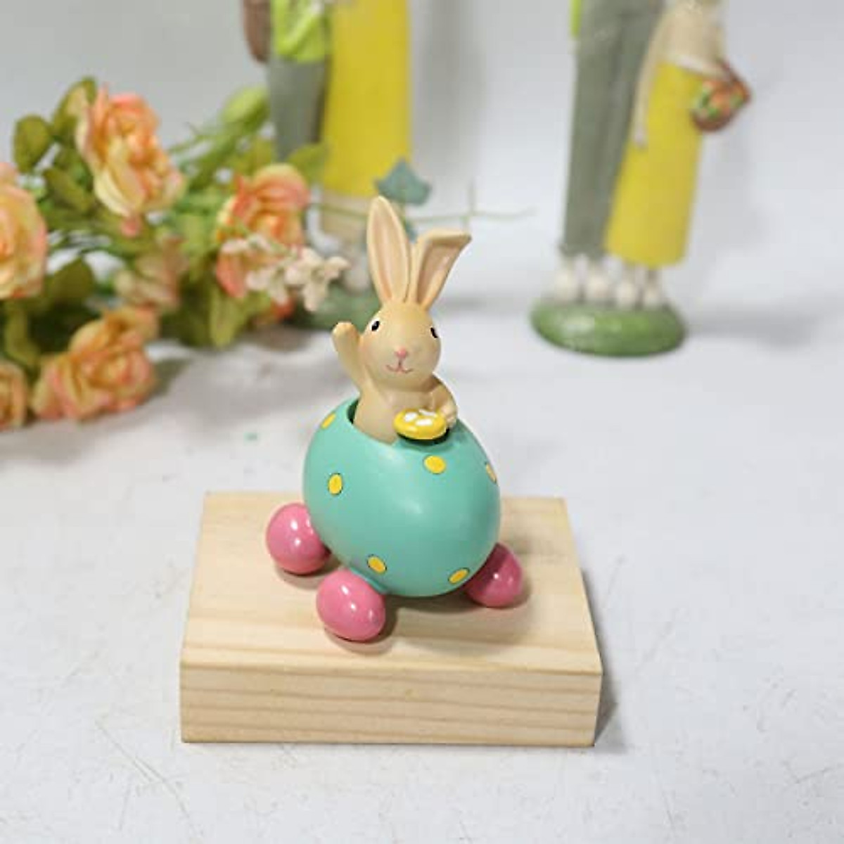 unknowns Resin Bunny Sitting Eggshell Decorations Spring Easter Figurines Tabletopper Accessories for Party Home Holiday Garden Ornament