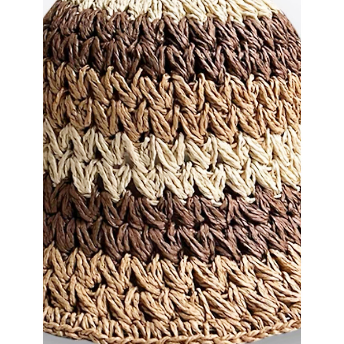 Verdusa Women's Floral Appliques Crochet Bucket Hats Cute Knitted Fishing Hat Outdoor Cap Coffee Brown One-Size