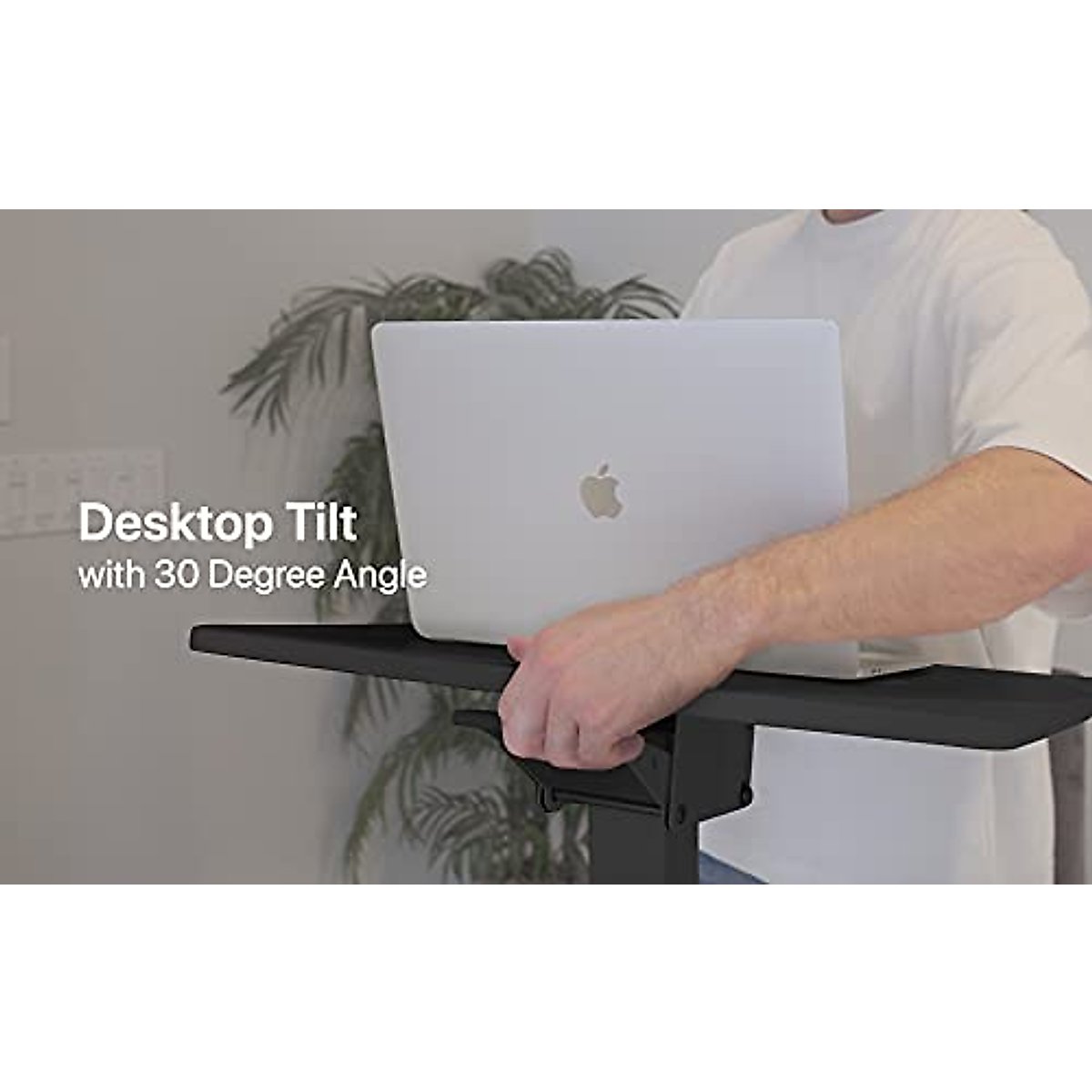 OCOMMO Mobile Podium - Pneumatic Standing Desk with 30 Degree Tilting Top, Adjustable Podium Stand, Lectern Portable with Wheels, Perfect for Lectures, Meetings, and Computer Use, Black