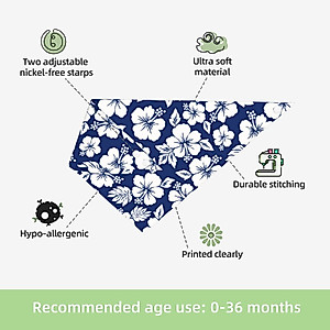 Augenstern Cotton Baby Bibs Blue Navy Hibiscus Pattern Baby Bandana Drool Bibs Teething Food Bib