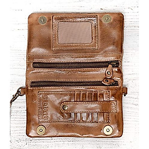 Bed|Stu Women's Cadence Leather Wallet, Crossbody or Clutch (Tan Rustic)