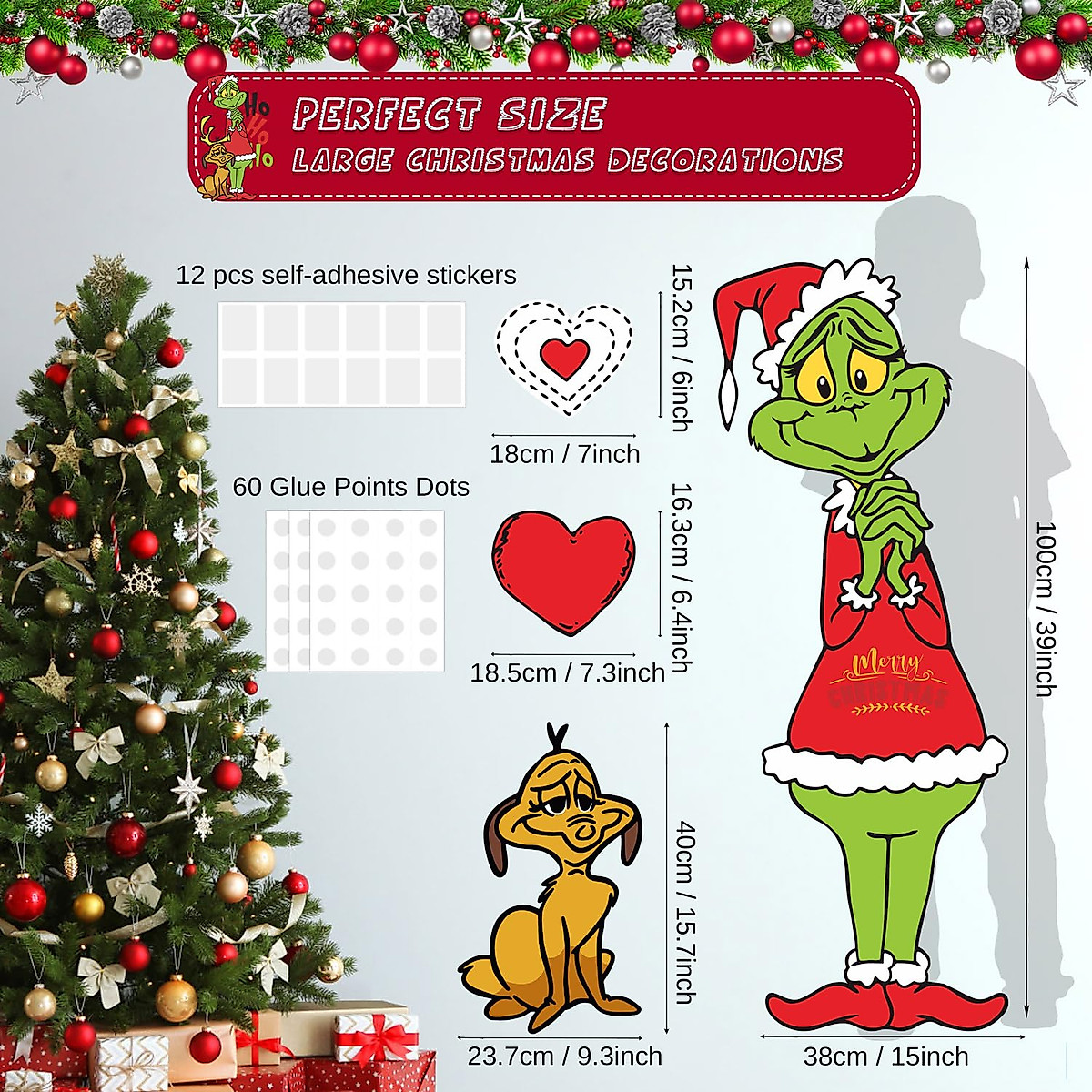 Large Funny Christmas Decorations, Christmas Classic Cardboard Cutouts for Xmas Wall Door Tree Porch Window Decor (Style1)