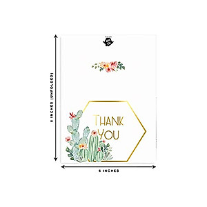 Red Door Inspirations Cactus Thank You Cards for Weddings, Baby Showers, or Any Occasion to express Thanks, 25 cards and envelopes
