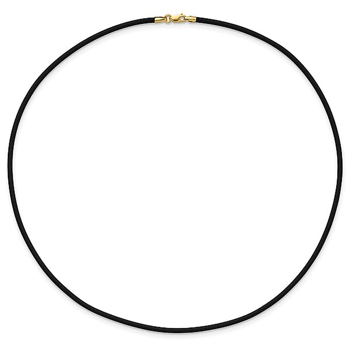 14k Yellow Gold 2mm 20 Inch Black Rubber Cord Chain Necklace Pendant Charm Leather Fine Jewelry For Women Gifts For Her